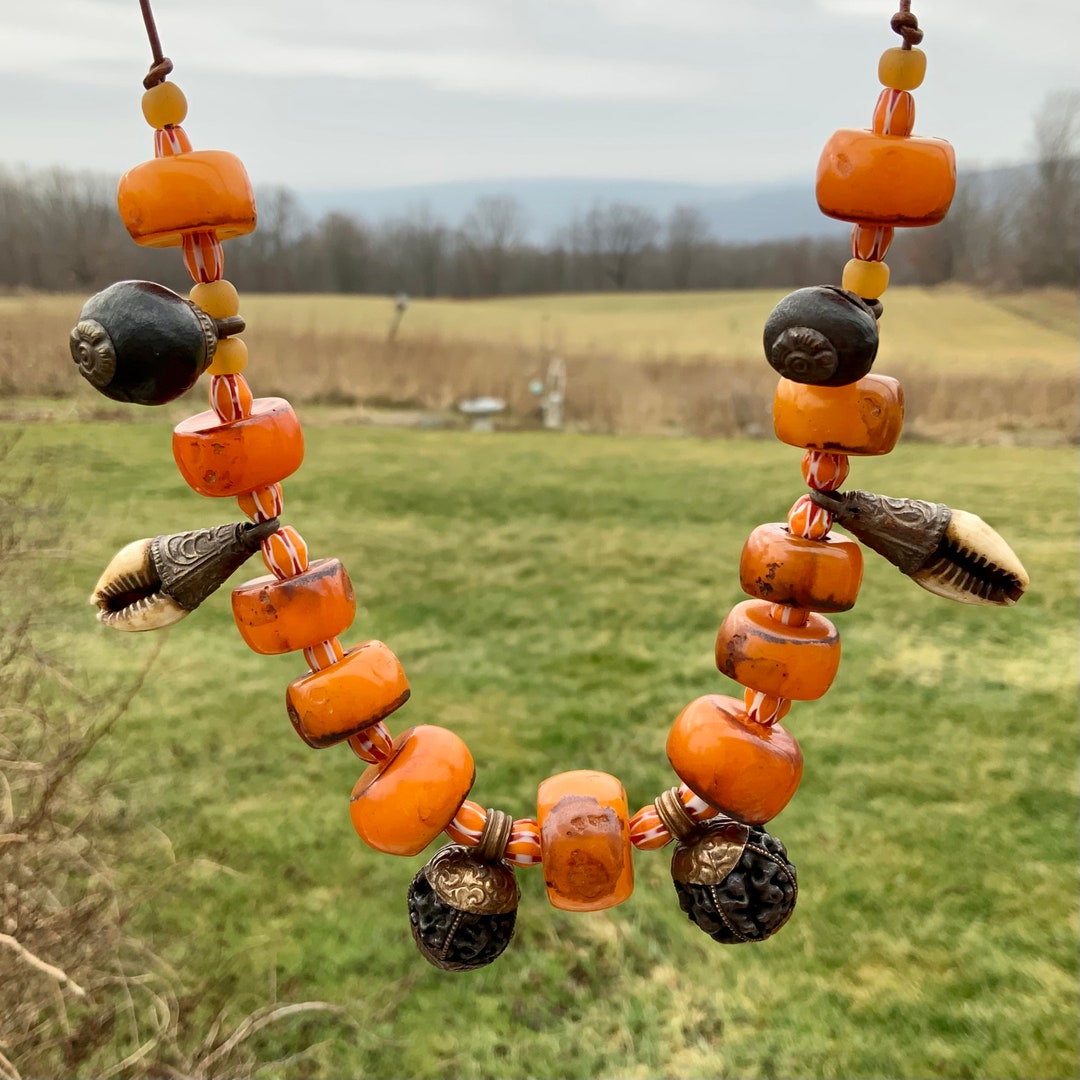 Vintage African Copal Handmade Beads Rustic Natural Beads Tribal Ethnic ...