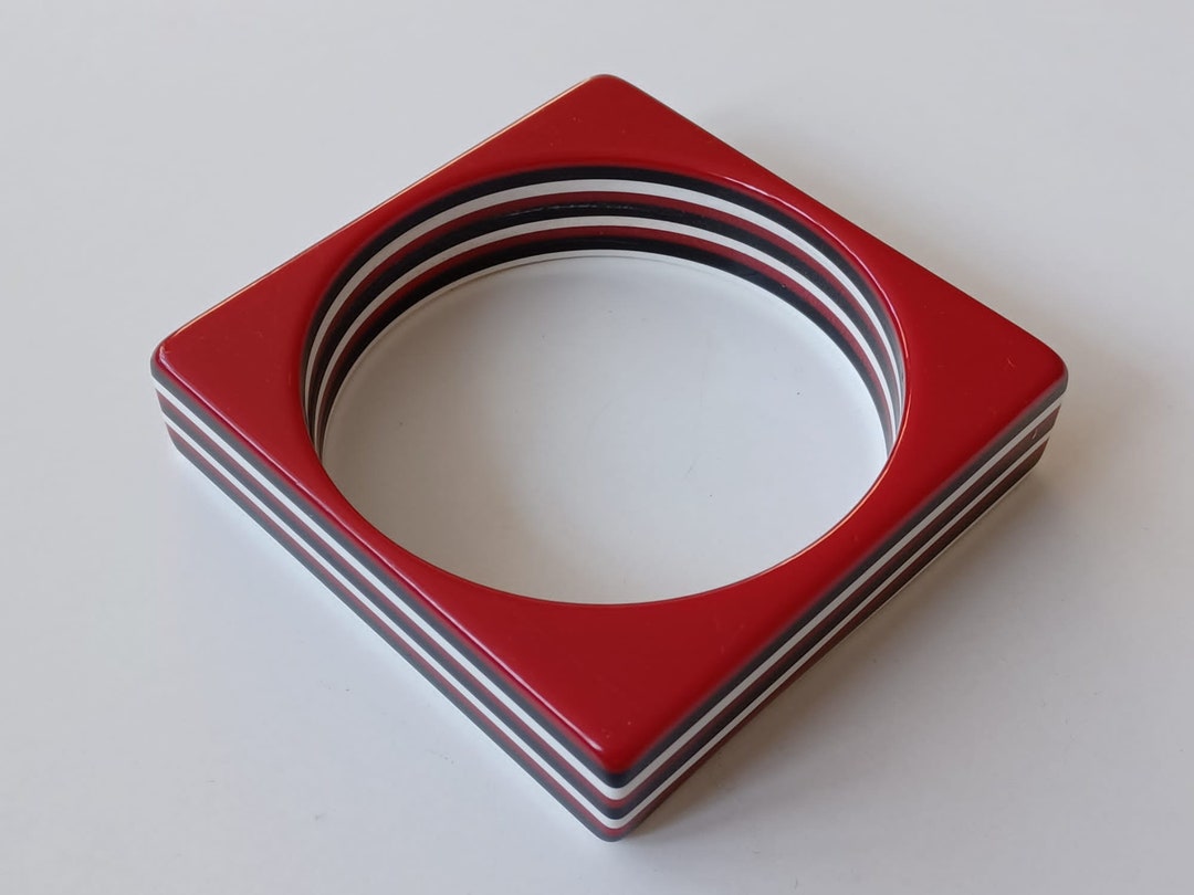 Dramatic Square Bangle With Bold Stripes - Etsy