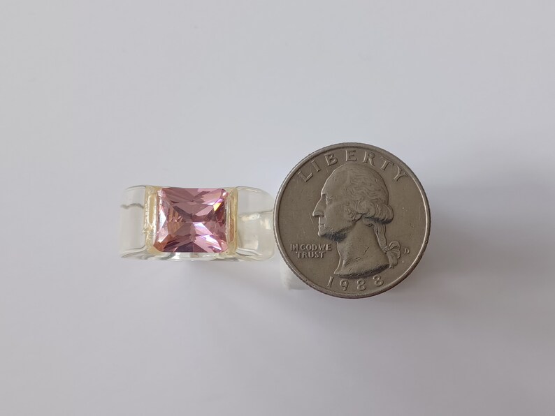 Vintage Clear Perspex Ring Set With Glittering Pink Gemstone - Etsy