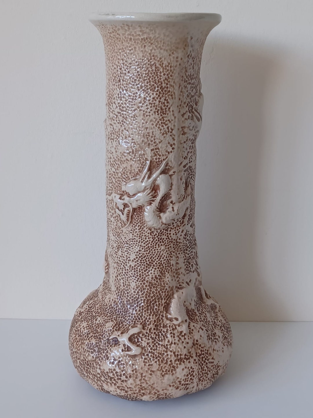 BRETBY Stunning Art Pottery Oriental Dragon Vase - Etsy