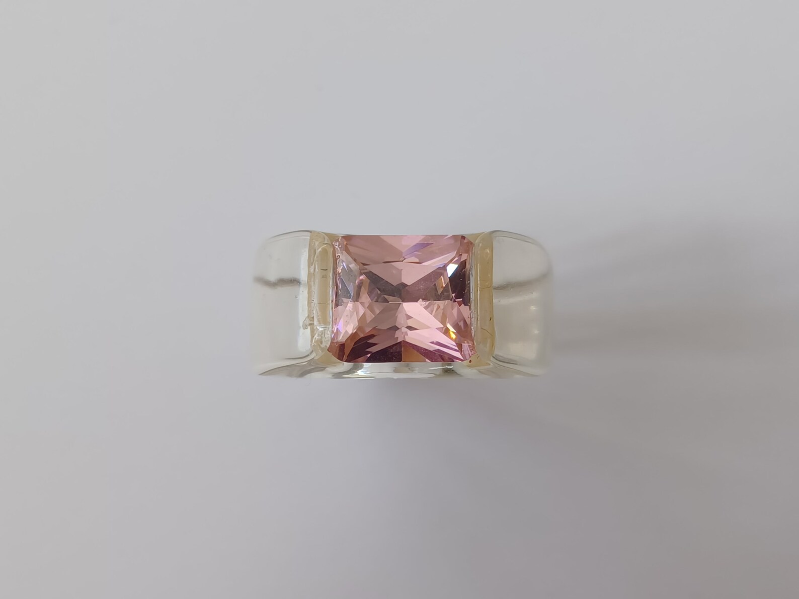 Vintage Clear Perspex Ring Set With Glittering Pink Gemstone - Etsy