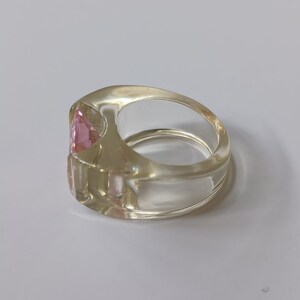 Vintage Clear Perspex Ring Set With Glittering Pink Gemstone - Etsy