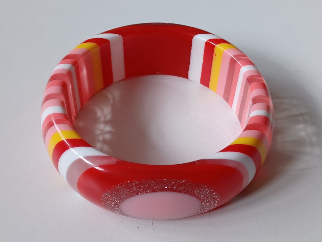 Pretty Candy Stripe SOBRAL Style Resin Bangle - Etsy
