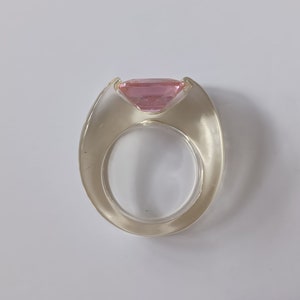 Vintage Clear Perspex Ring Set With Glittering Pink Gemstone - Etsy