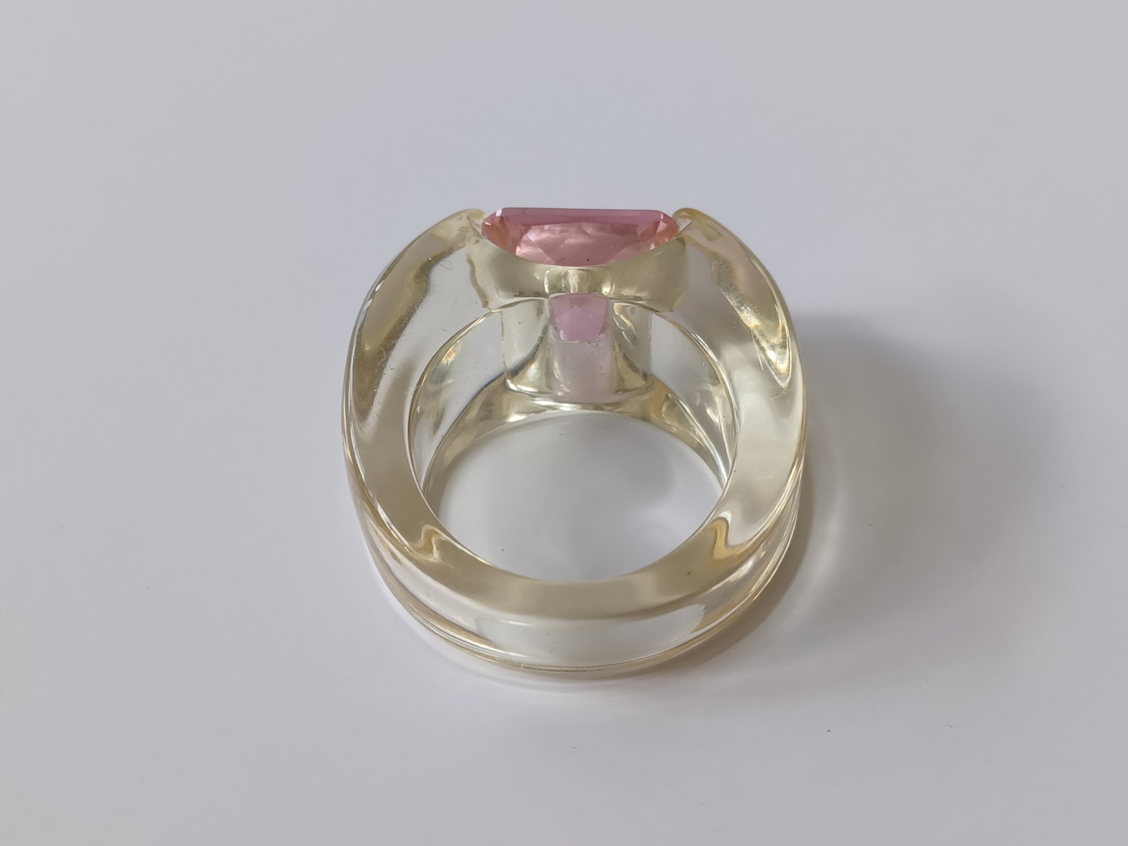 Vintage Clear Perspex Ring Set With Glittering Pink Gemstone - Etsy