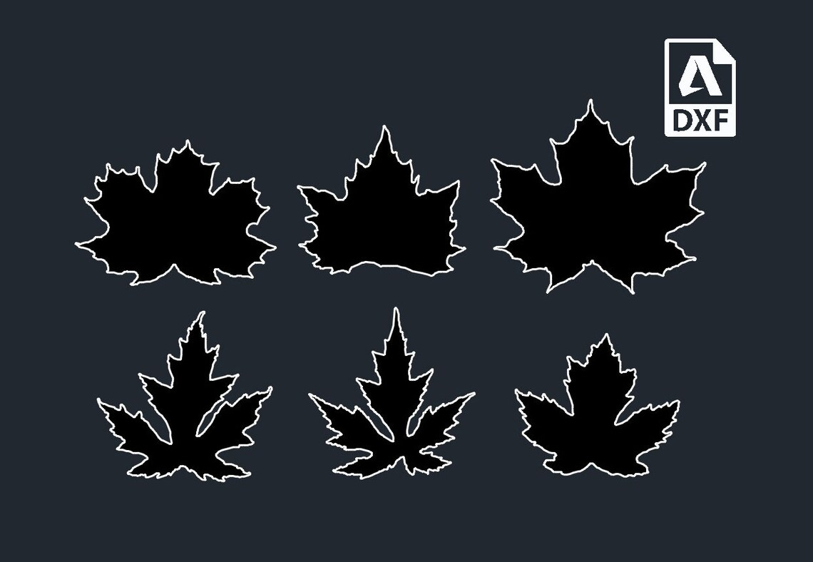 Maple Leaves Drawing in DXF and DWG Format for Laser Cutting - Etsy