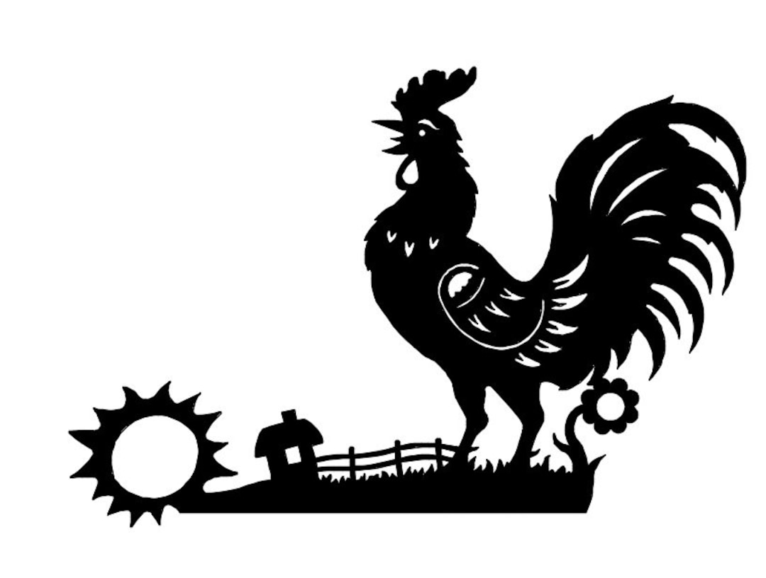 Dessin de girouette coq au format DXF et DWG pour découpe - Etsy France