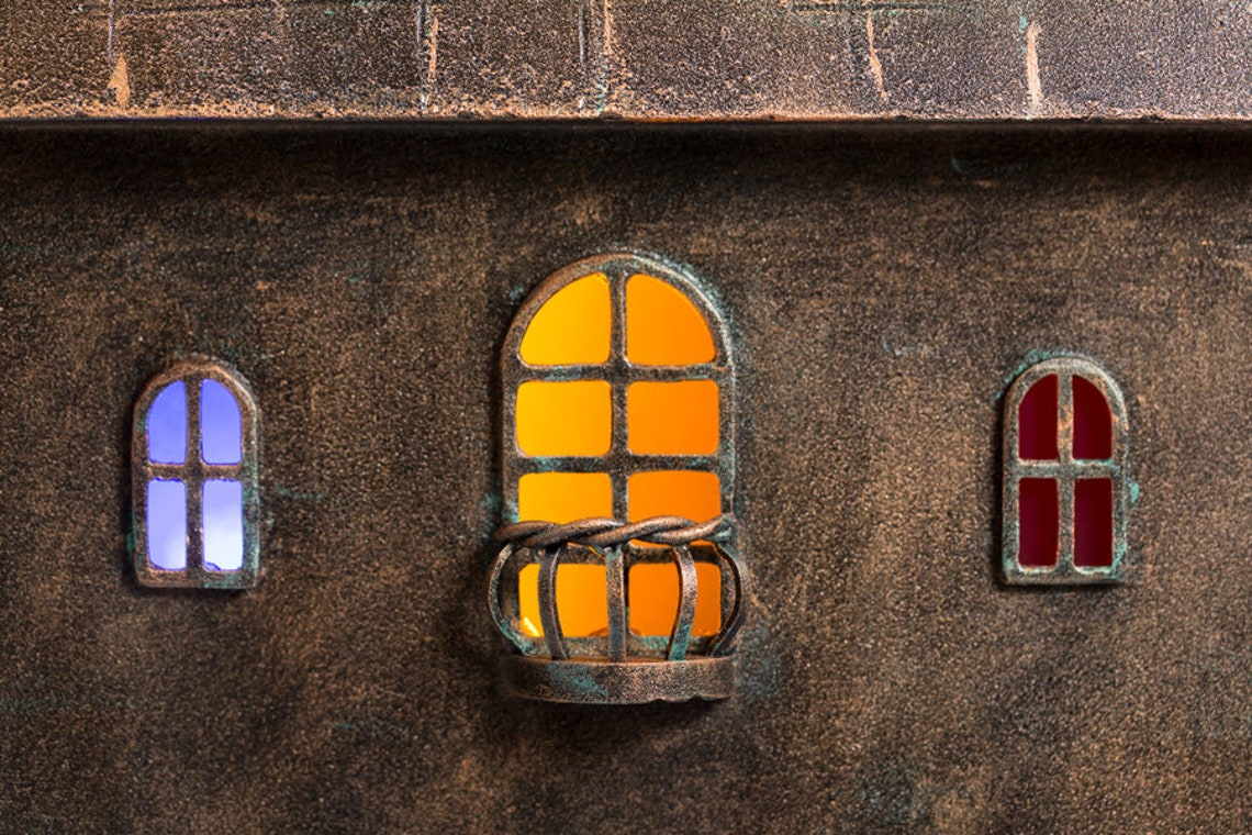 Handmade Forged Mailbox Bronze Color LED Lighting Colored - Etsy