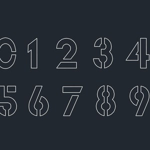 Stencil Drawing of Numbers in DXF and DVG Format for Laser and - Etsy