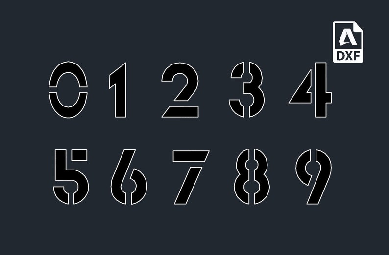 Plantilla de números en formato DXF y DWG para corte láser y plasma ...