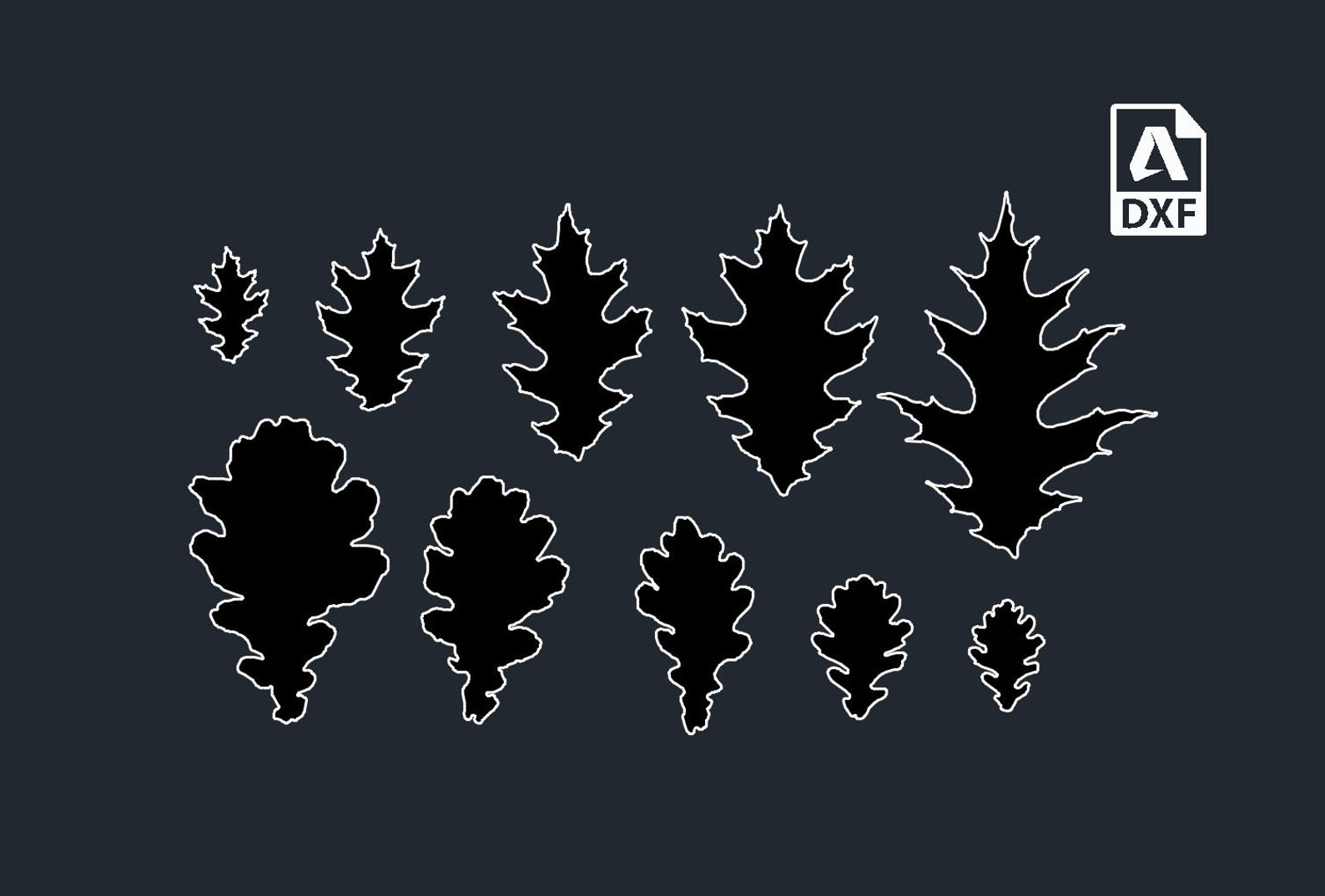 Oak Leaves Drawing in DXF and DWG Format for Laser and Plasma Cutting ...