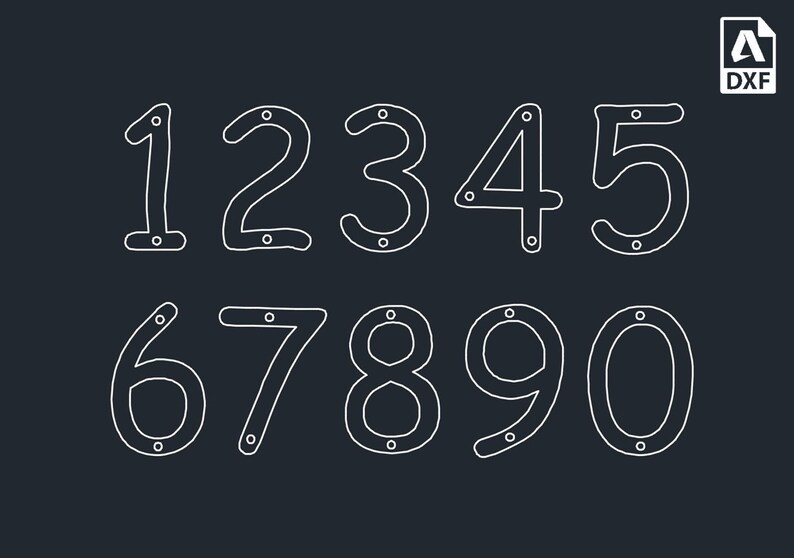 Номер дома с отверстием в форматах DXF и DWG для лазерной - Etsy