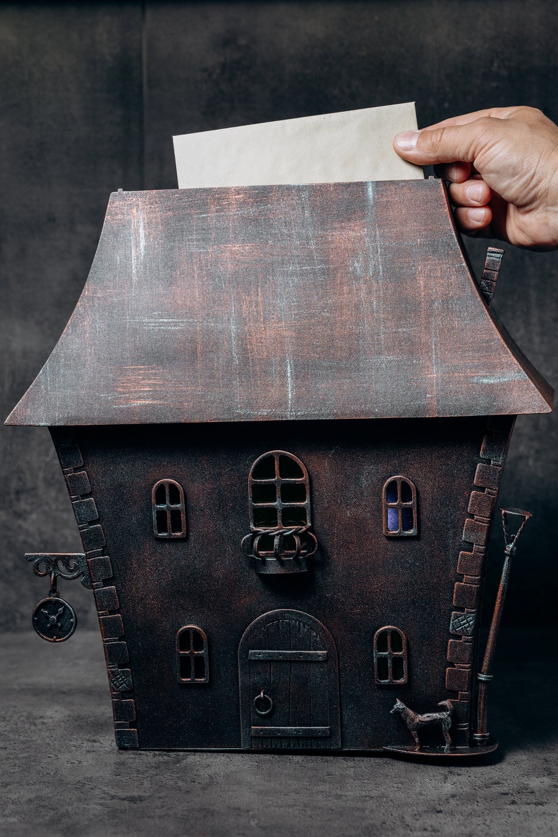 Handmade Steel Mailbox With Copper Color Cat and Dog. Colored - Etsy