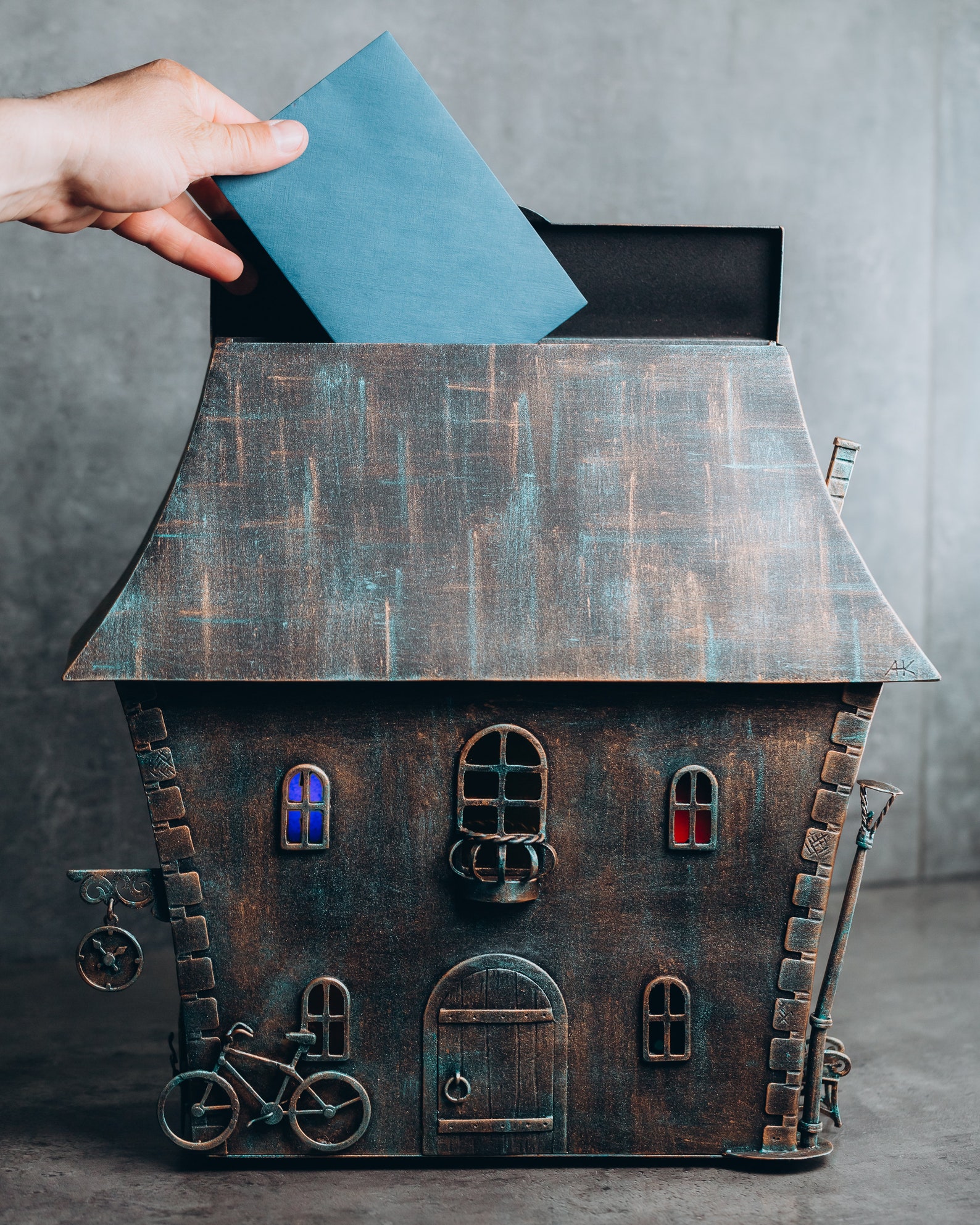 Large Handmade Mailbox Bronze Color LED Lighting Colored - Etsy