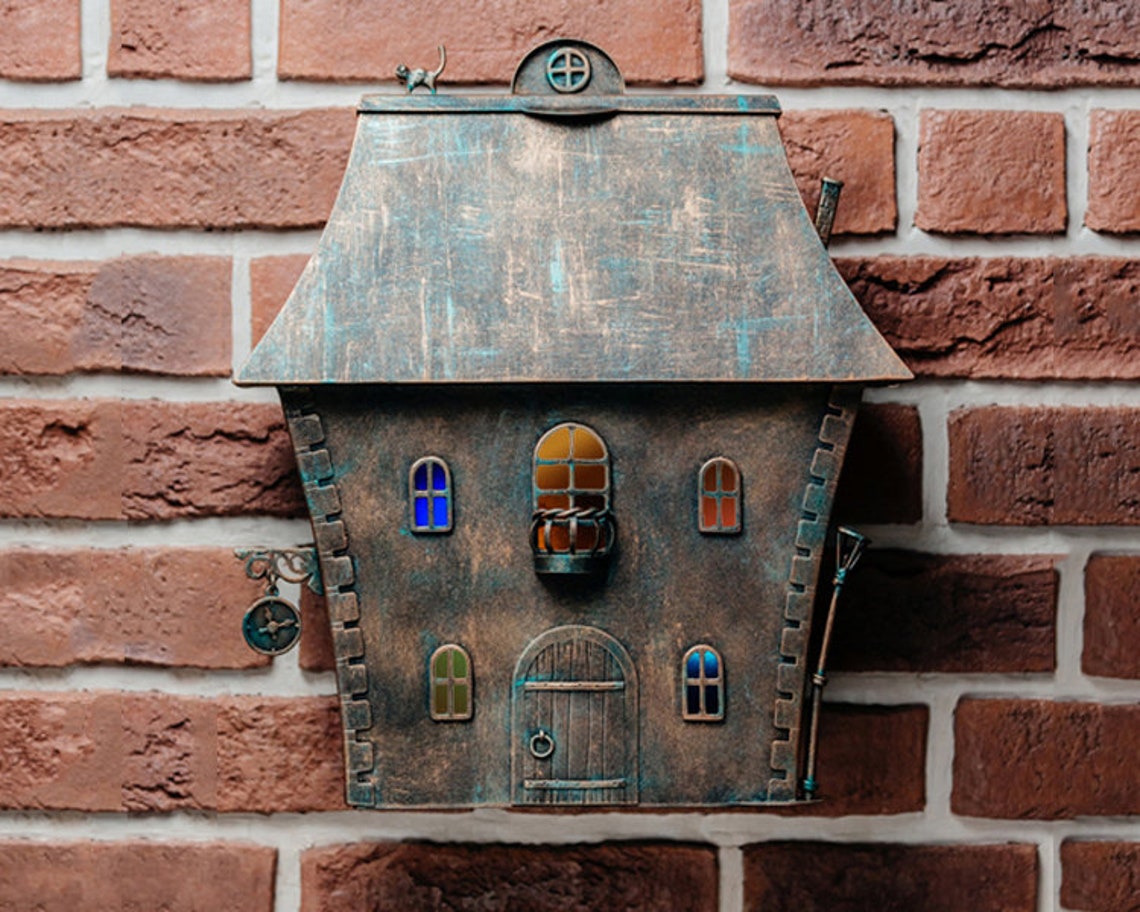 Handmade Forged Mailbox Bronze Color LED Lighting Colored - Etsy