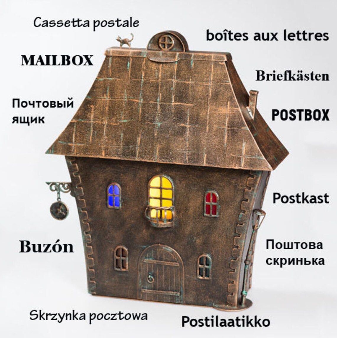 Handmade Forged Mailbox Bronze Color LED Lighting Colored - Etsy