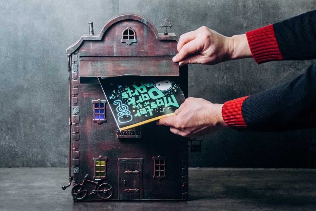 Handmade Mailbox Copper Color, LED Lighting Colored Windows, Has a Lock ...