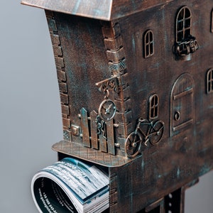 Large Metal Mailbox With Newspaper Container, сolored Glass and LED ...