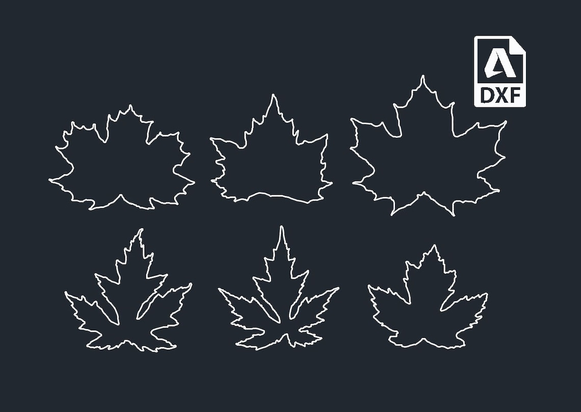 Maple Leaves Drawing in DXF and DWG Format for Laser Cutting - Etsy