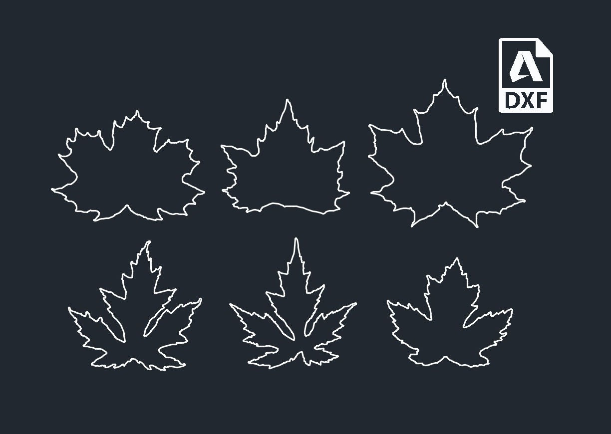 Maple Leaves Drawing in DXF and DWG Format for Laser Cutting - Etsy