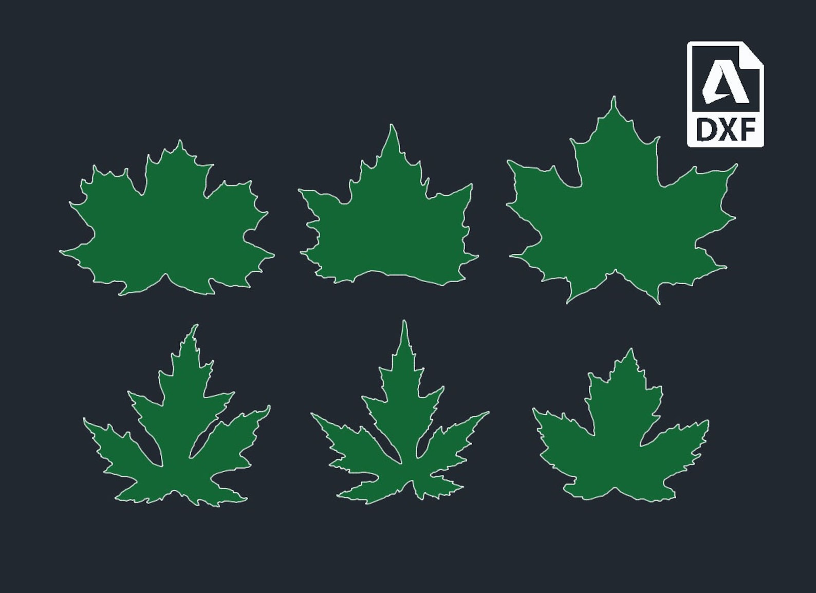 Maple Leaves Drawing in DXF and DWG Format for Laser Cutting - Etsy