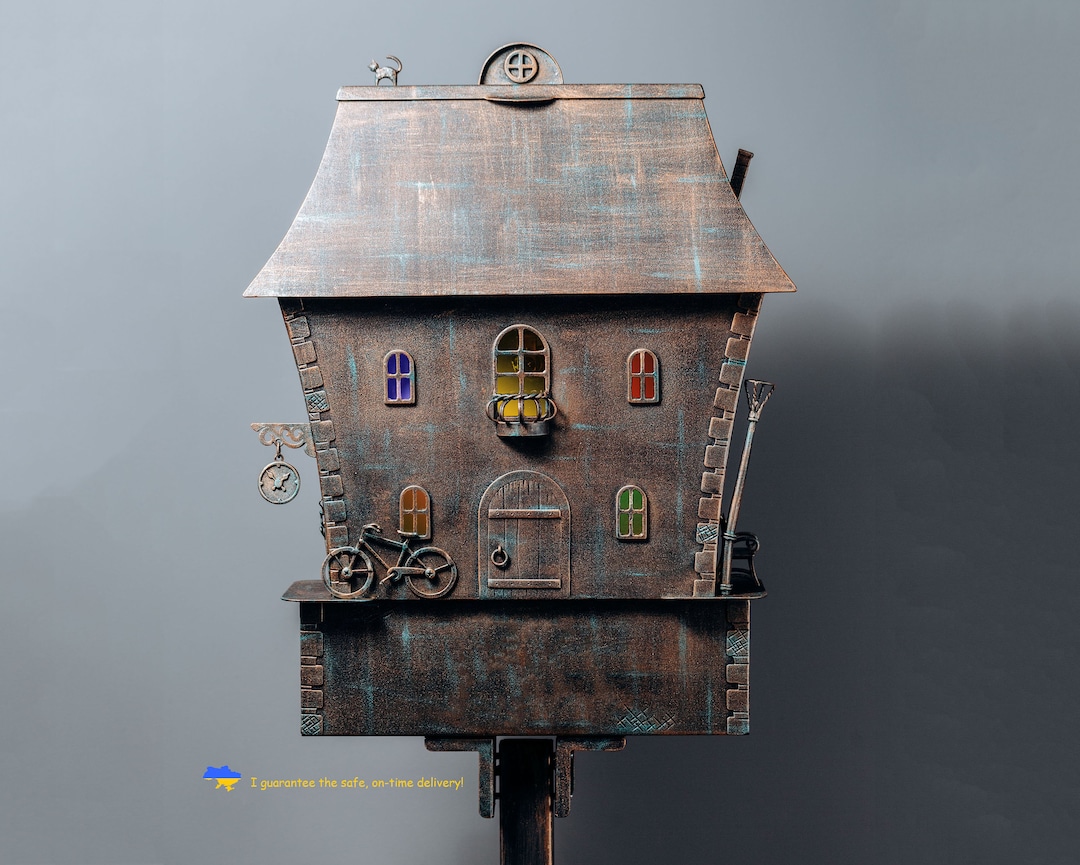 Large Metal Mailbox With Newspaper Container, сolored Glass and LED ...