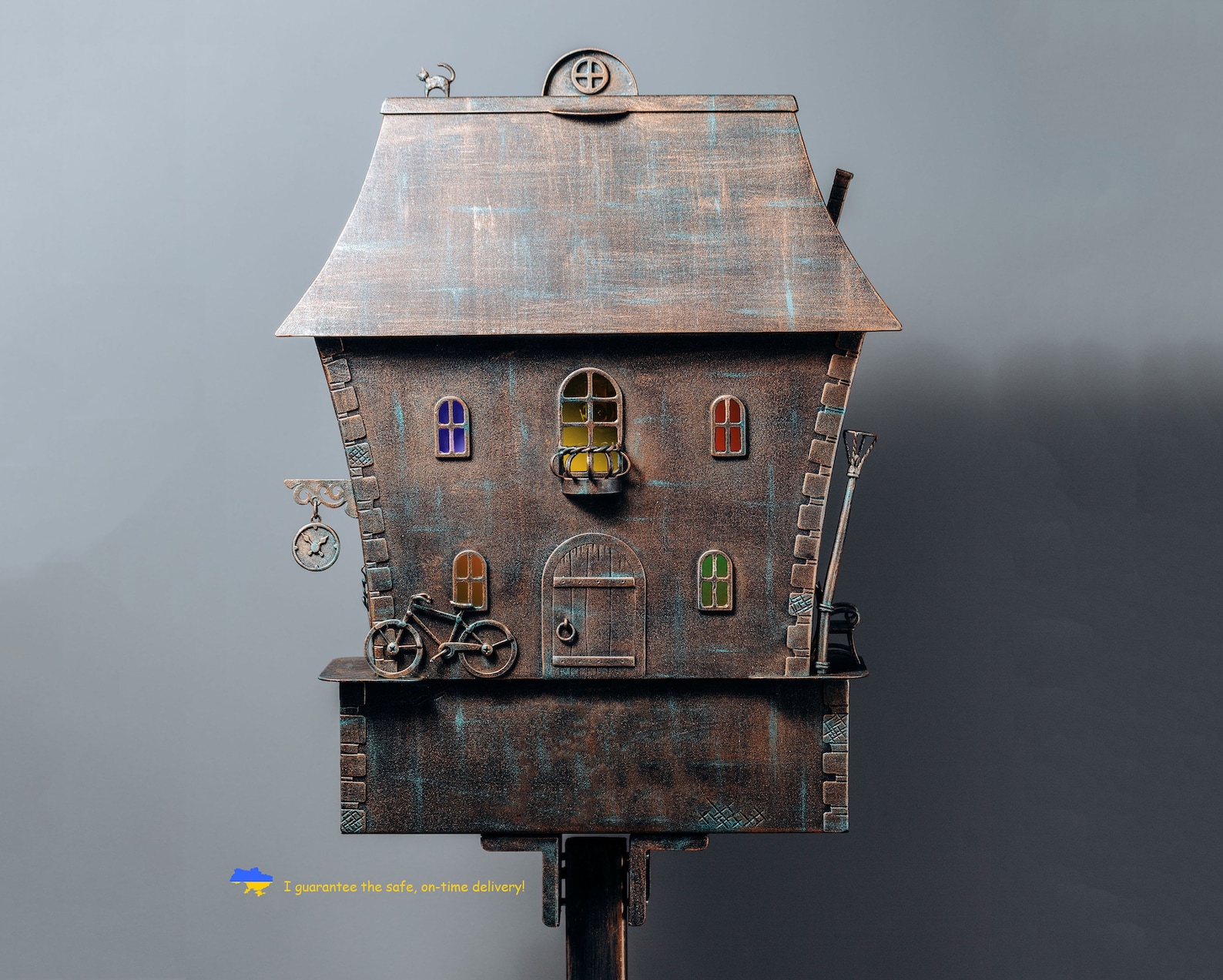 Large Metal Mailbox With Newspaper Container, сolored Glass and LED ...