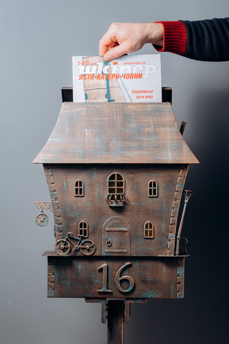 Large Metal Mailbox With Newspaper Container, сolored Glass and LED ...