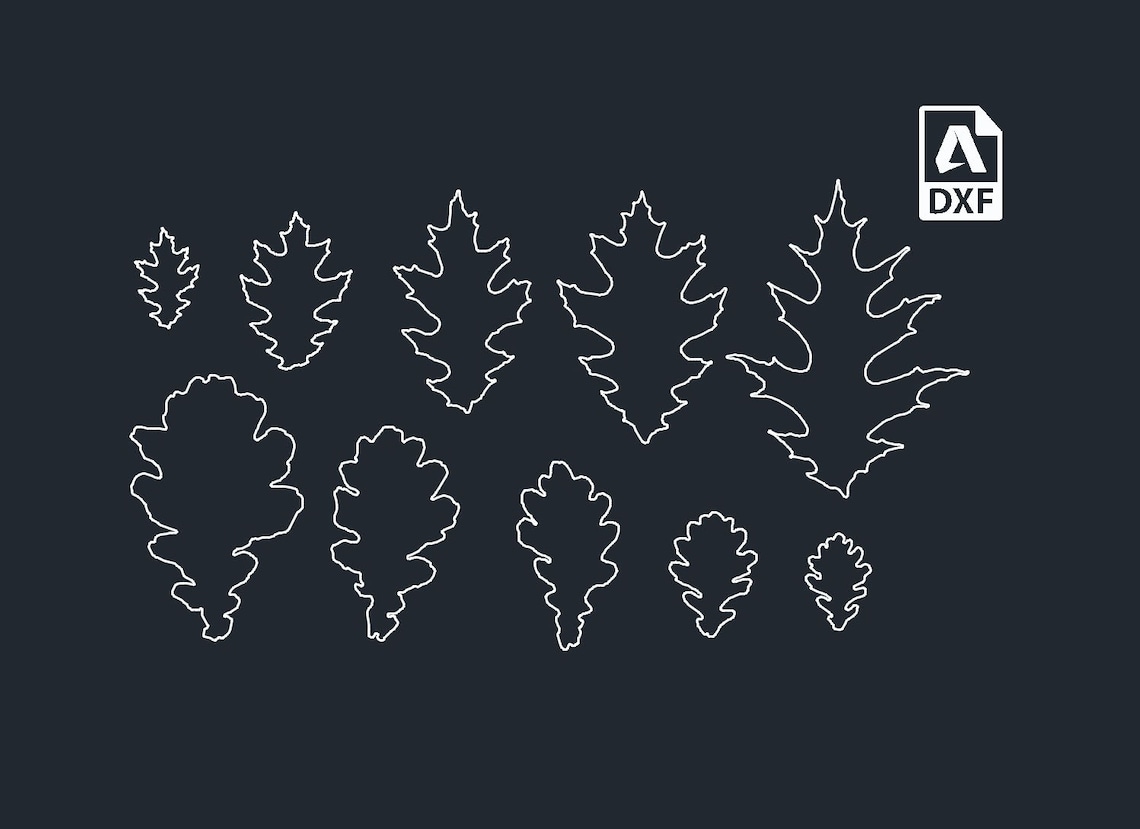 Oak Leaves Drawing in DXF and DWG Format for Laser and Plasma Cutting ...
