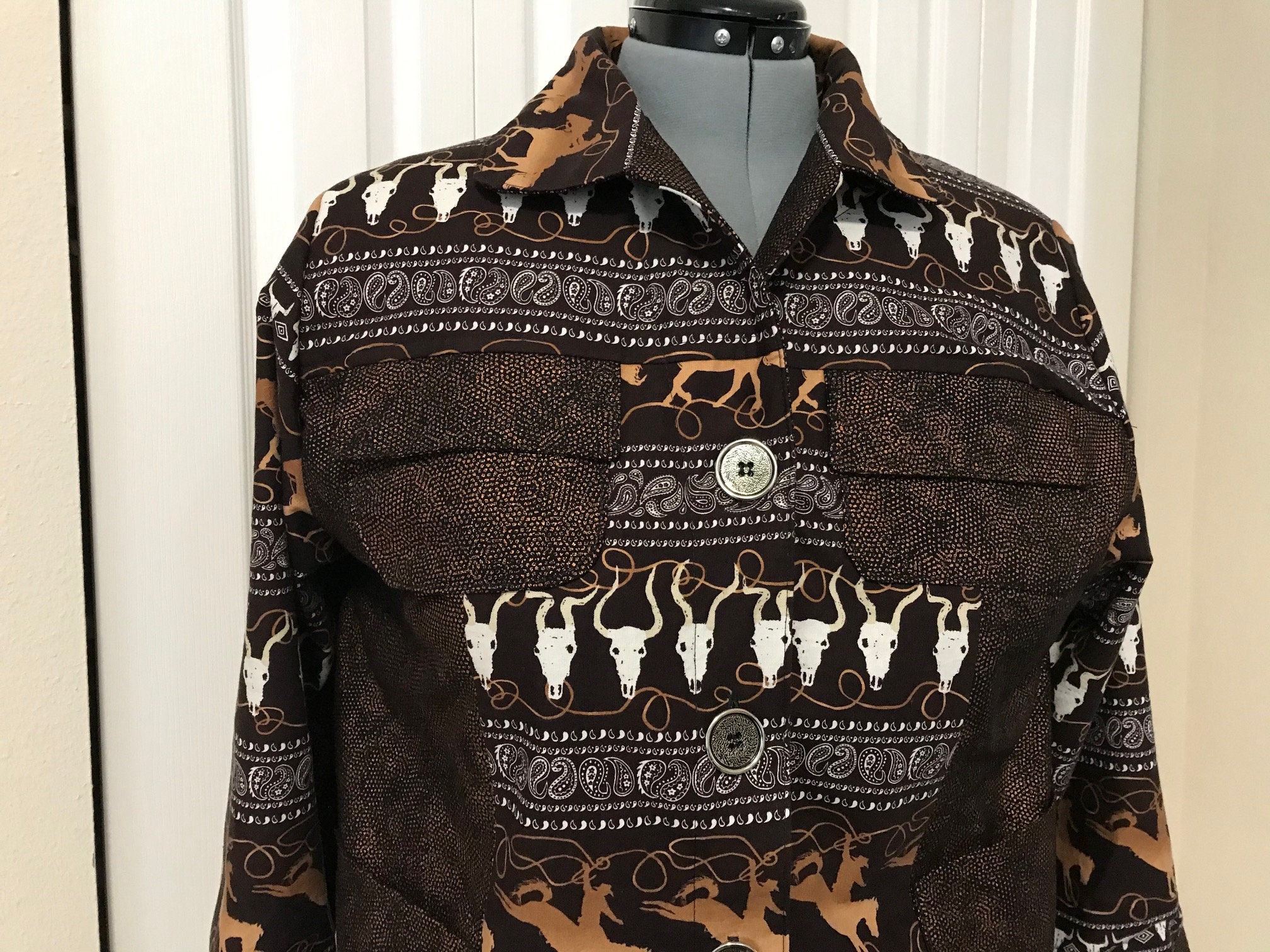 Rodeo temática forrada algodón Jeans chaqueta tamaño 14 envío gratis ...