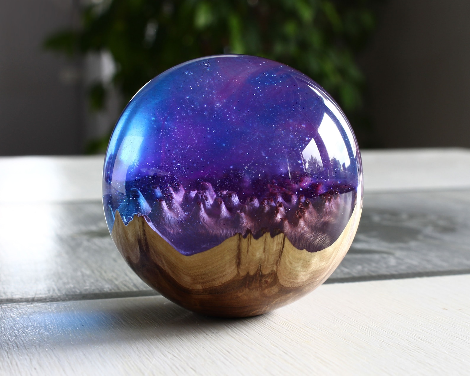 Galaxy Resin Paperweight Resin and Wood Hybrid Sphere Resin - Etsy ...
