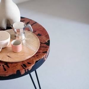 22 Inch Round Burl Wood Coffee Table, Modern Live Edge Side Table ...