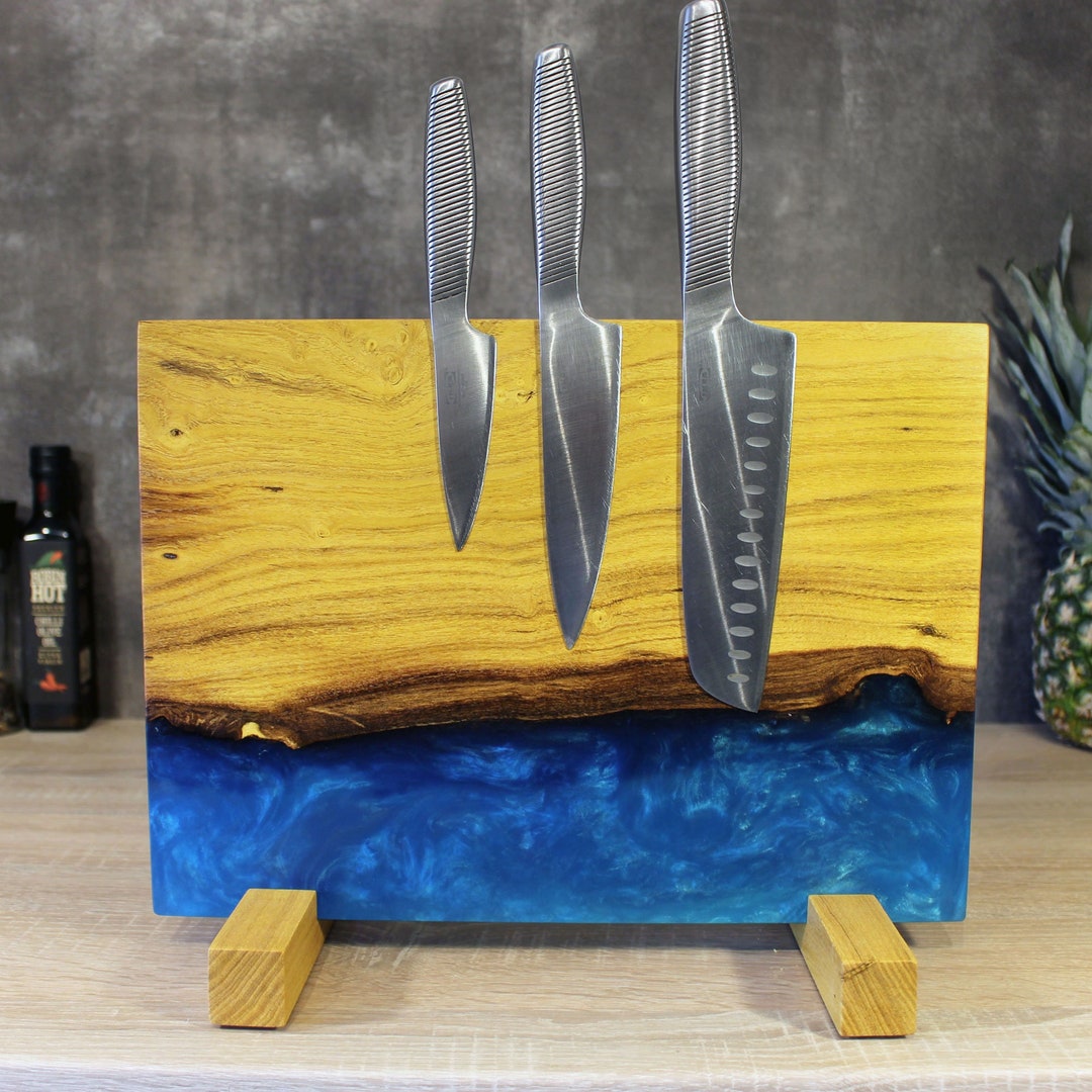 Exotic Wood Knife Stand, Magnetic Wooden Knife Stand, Wood Knife ...