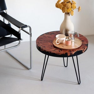 22 Inch Round Burl Wood Coffee Table, Modern Live Edge Side Table ...