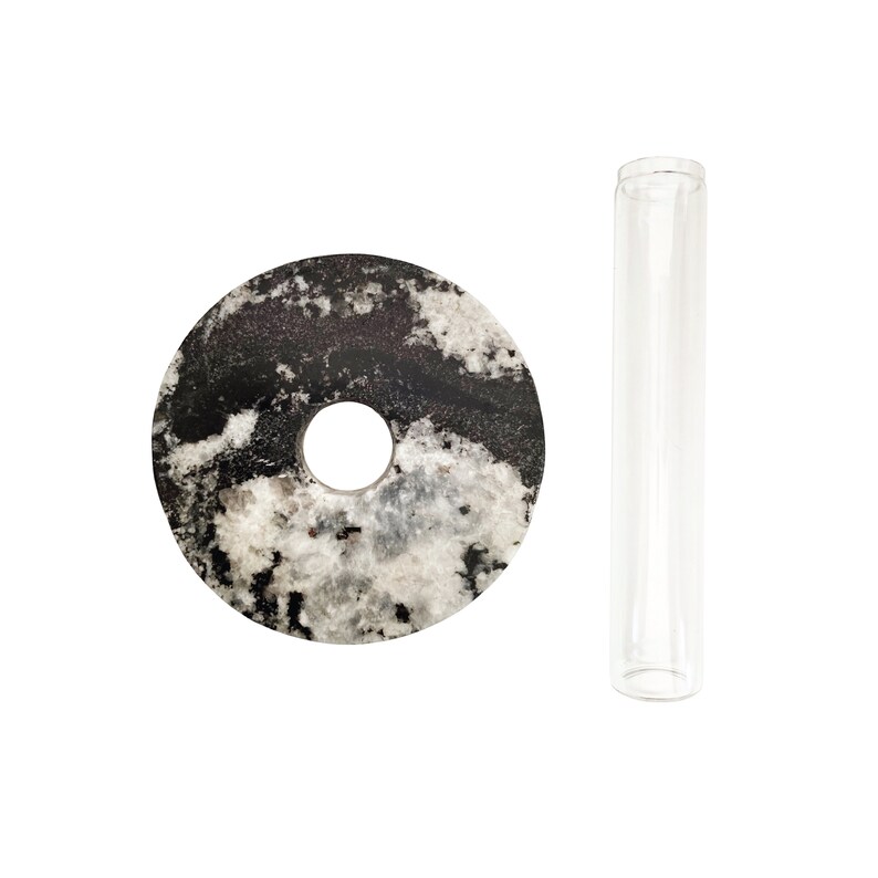 UPCYCLED STONE Prop Disc + Glass Tube - Etsy