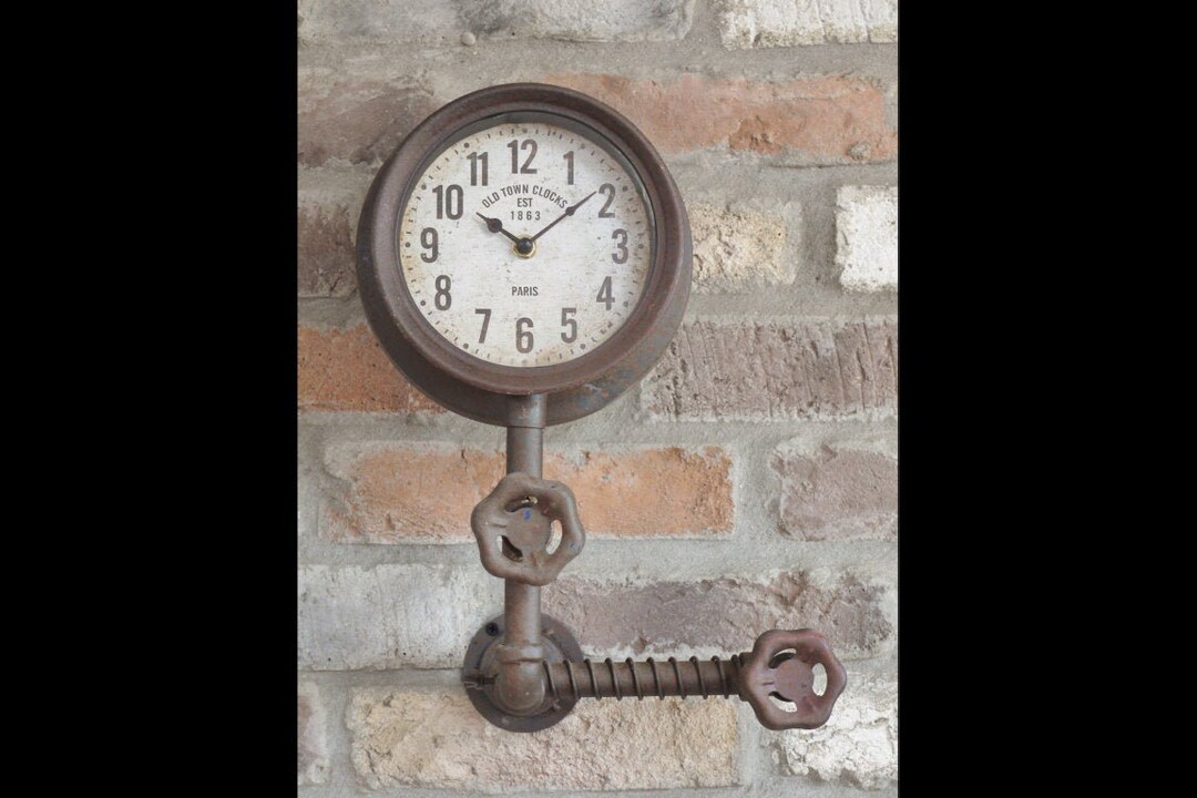 Vintage Industrial Retro Style Pipe Wall Clock Steampunk in Rustic ...