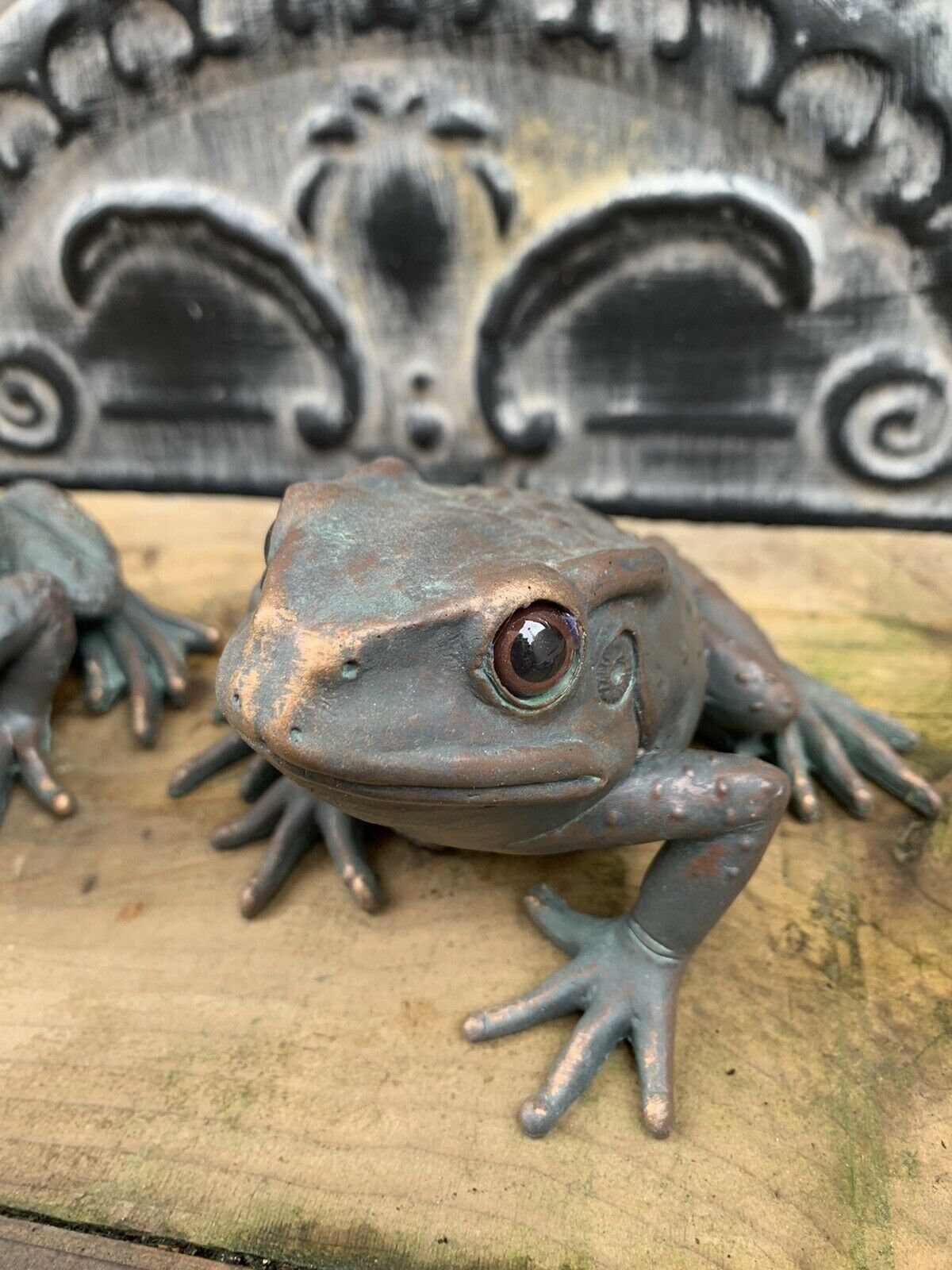 Pair of Frog Garden Ornaments Patio Pond Stream Bronze - Etsy UK