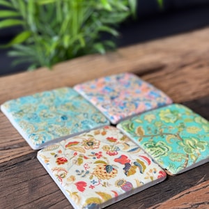Set 4 French Shabby Chic Ceramic Tile Coasters in an Edwardian Design ...