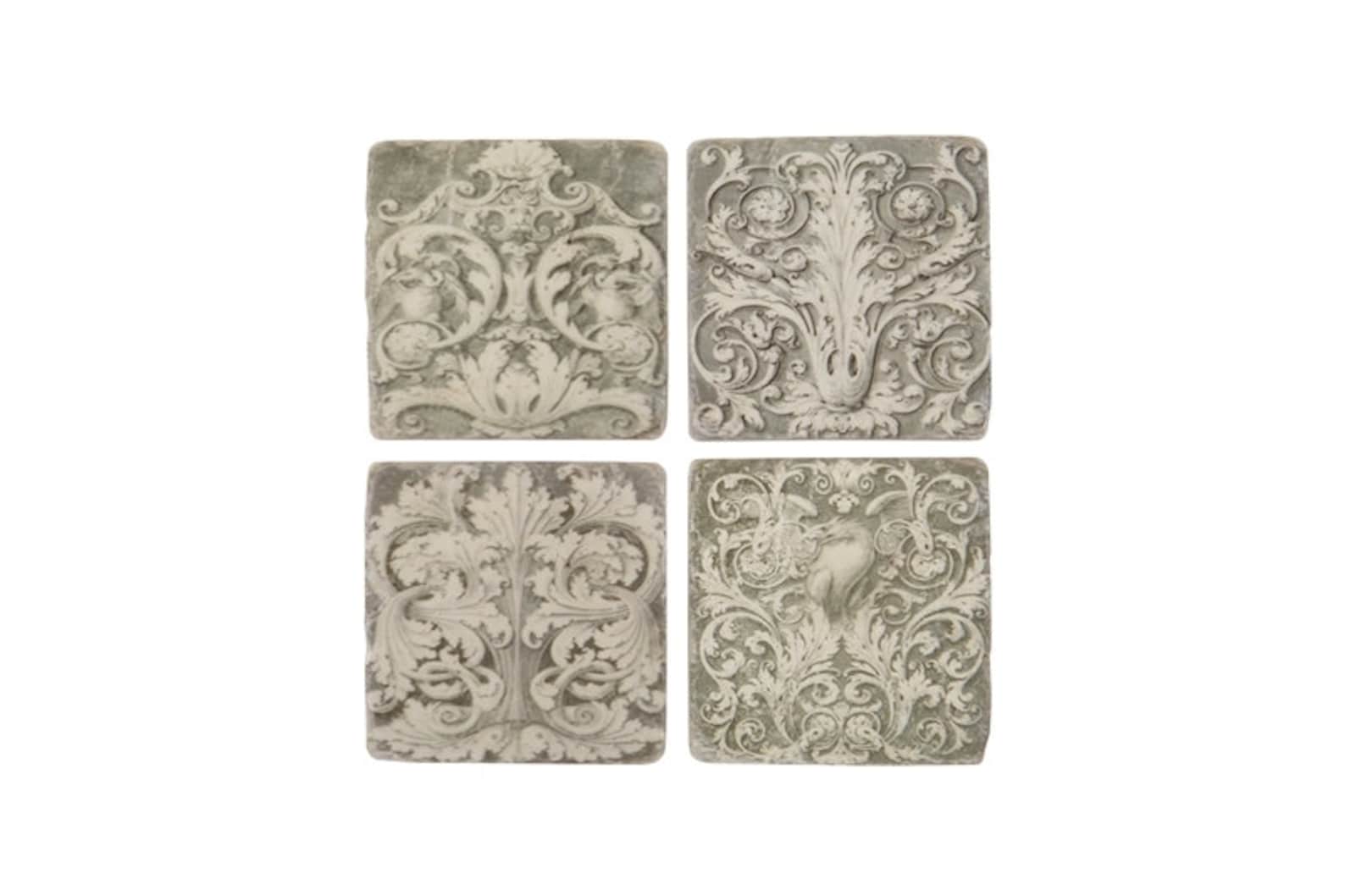 Set 4 French Shabby Chic Ceramic Tile Coasters Various Styles FREE ...