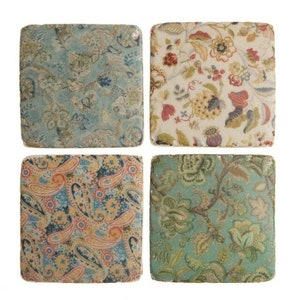 Set 4 French Shabby Chic Ceramic Tile Coasters Various Styles FREE ...