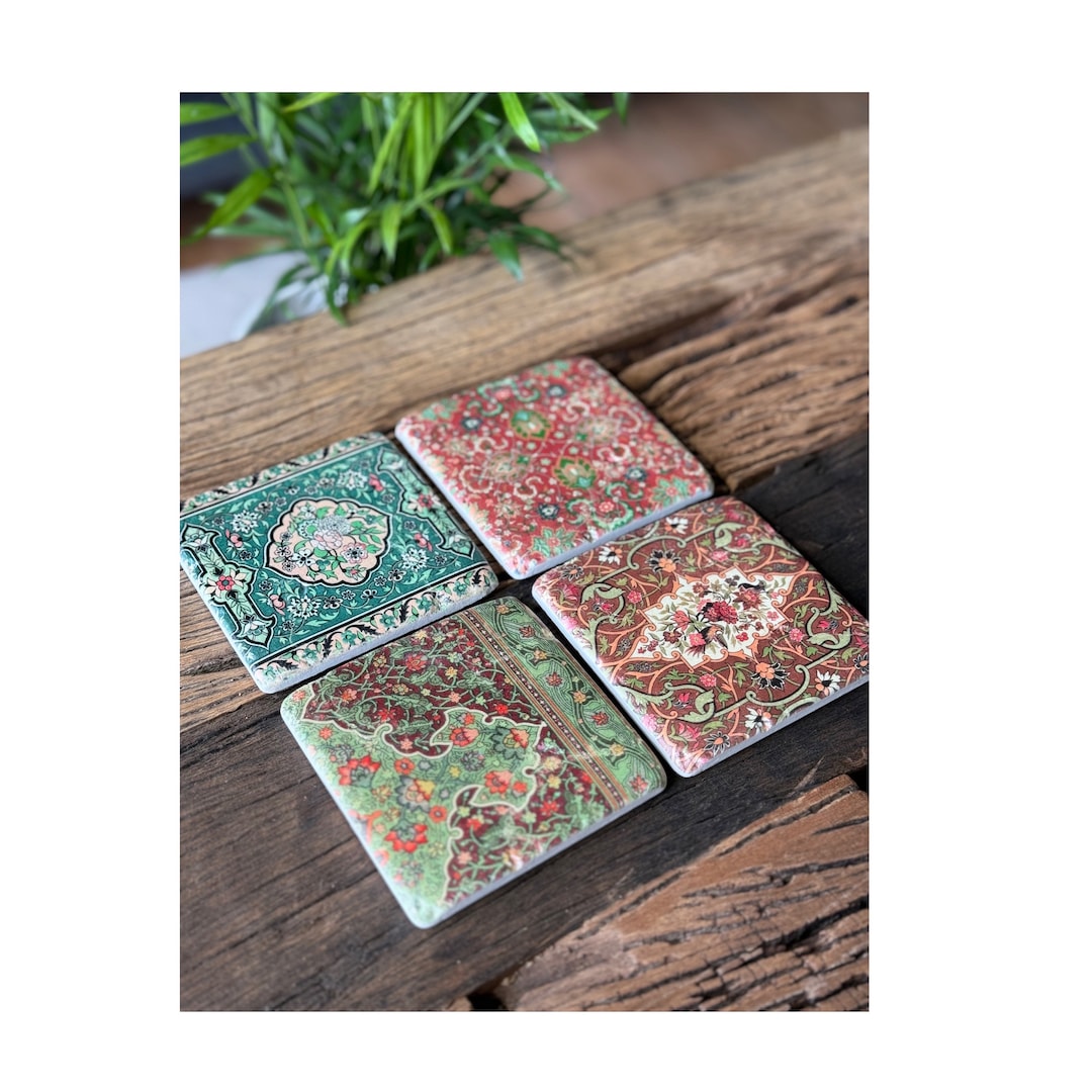 Set 4 French Shabby Chic Ceramic Tile Coasters Liberty Print Design ...