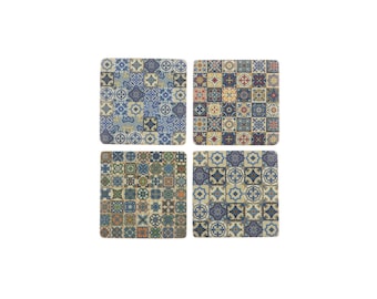 Set 4 French Shabby Chic Ceramic Tile Coasters White - Etsy UK