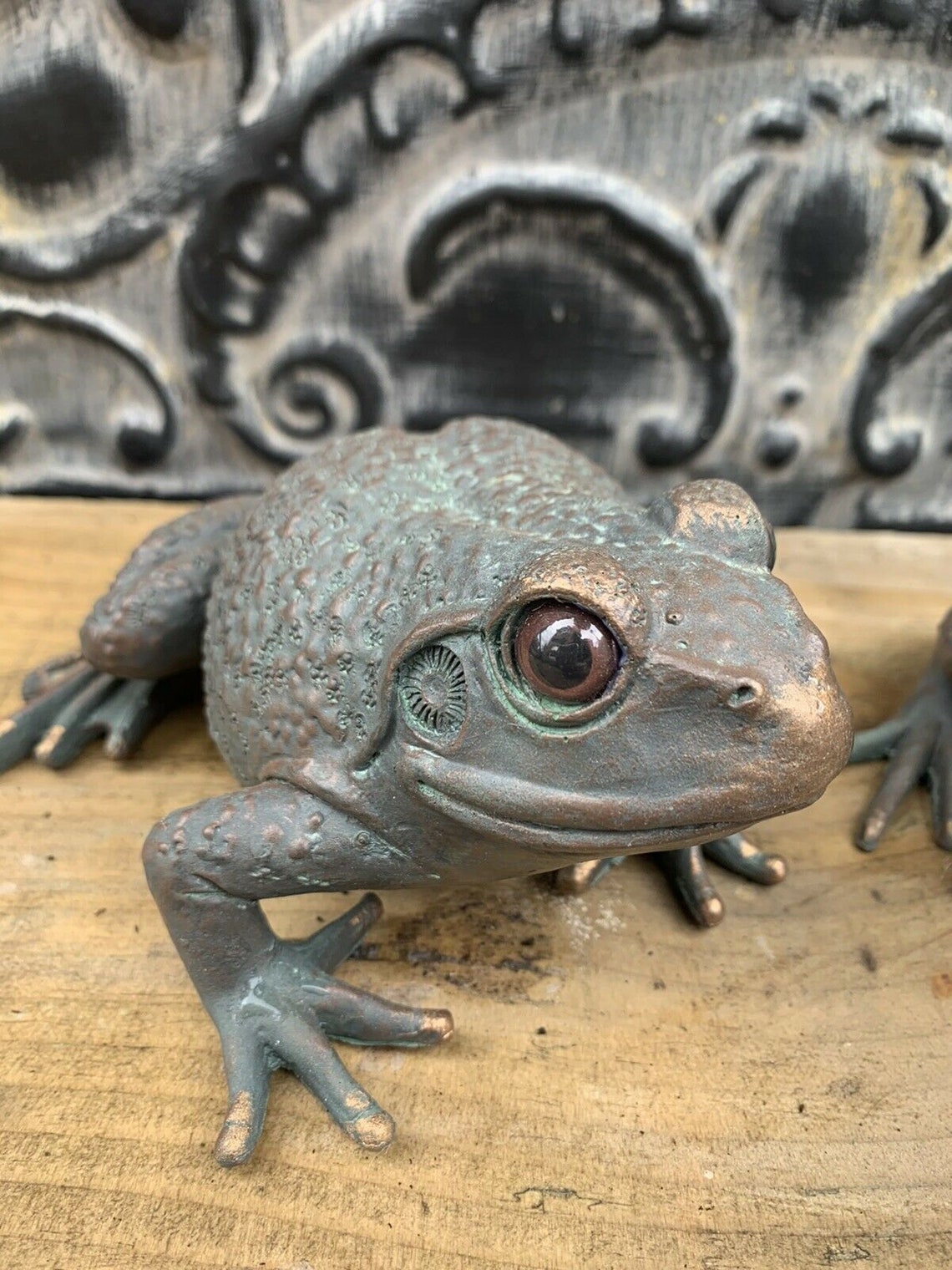 Pair of Frog Garden Ornaments Patio Pond Stream Bronze - Etsy UK