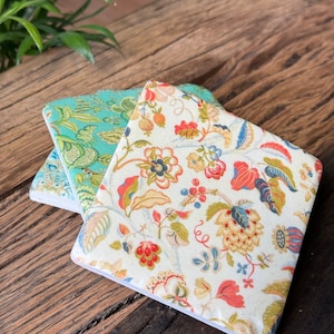 Set 4 French Shabby Chic Ceramic Tile Coasters in an Edwardian Design ...