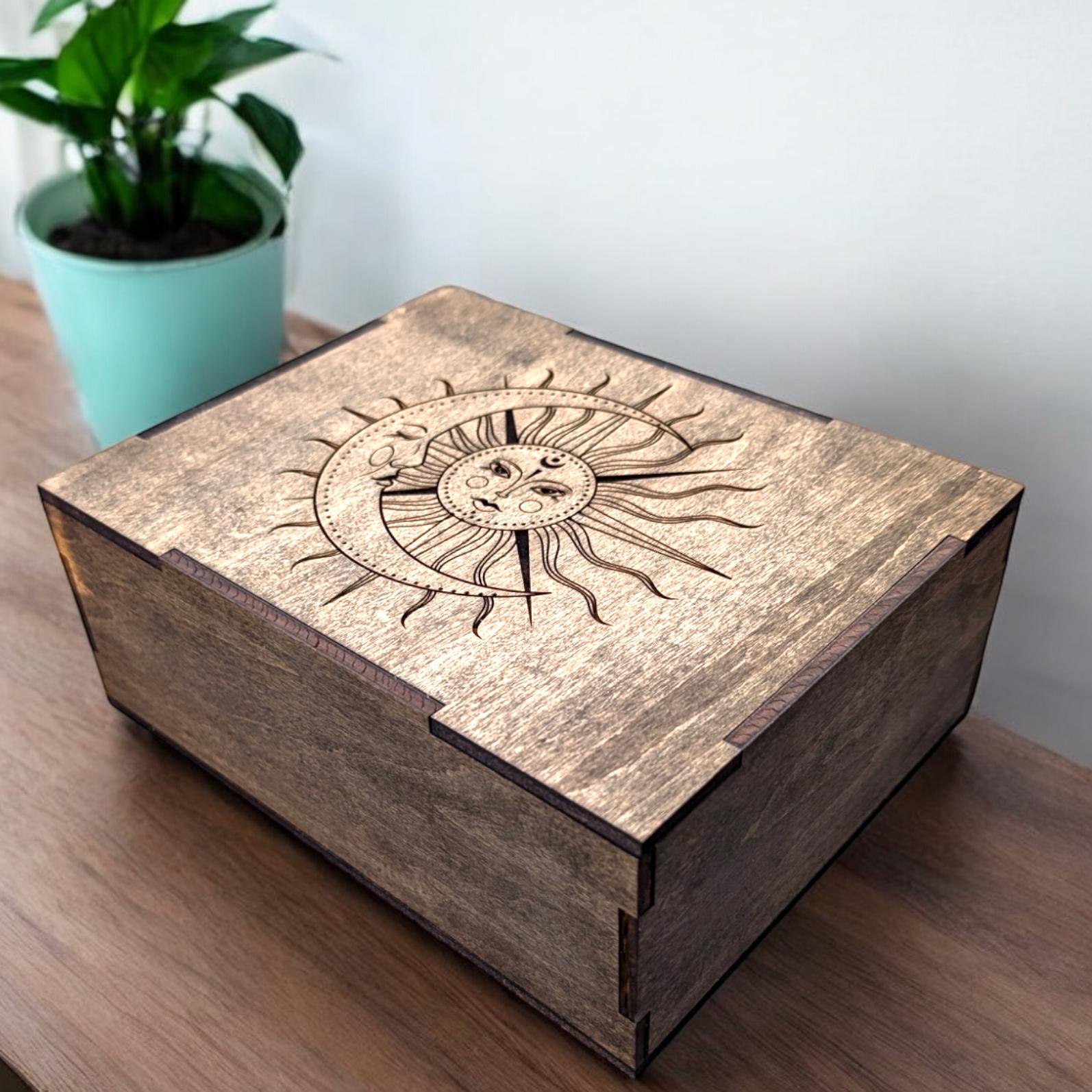 Custom Sun & Moon Wooden Display Box - Crystal Box- Curio Cabinet ...