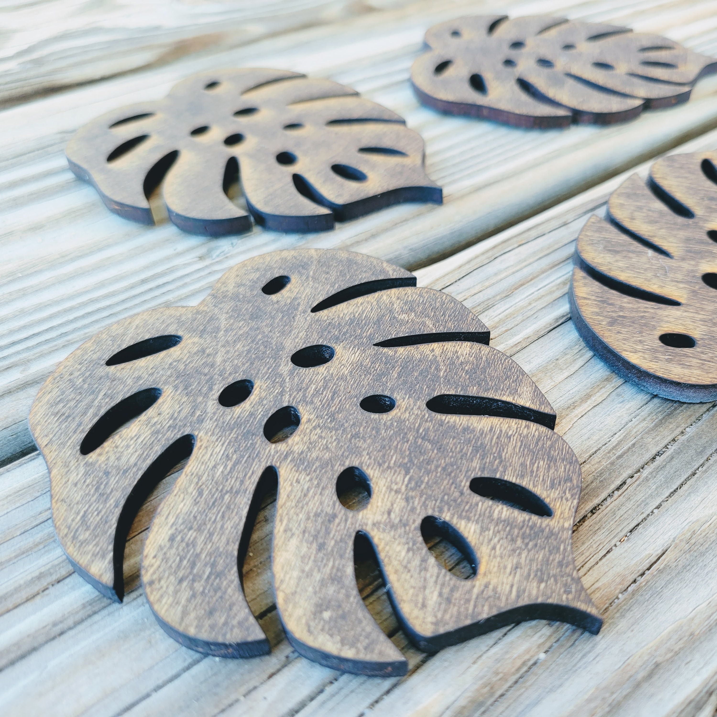 Monstera Leaf Coasters Wooden Leaf Coasters Maple Leaf | Etsy