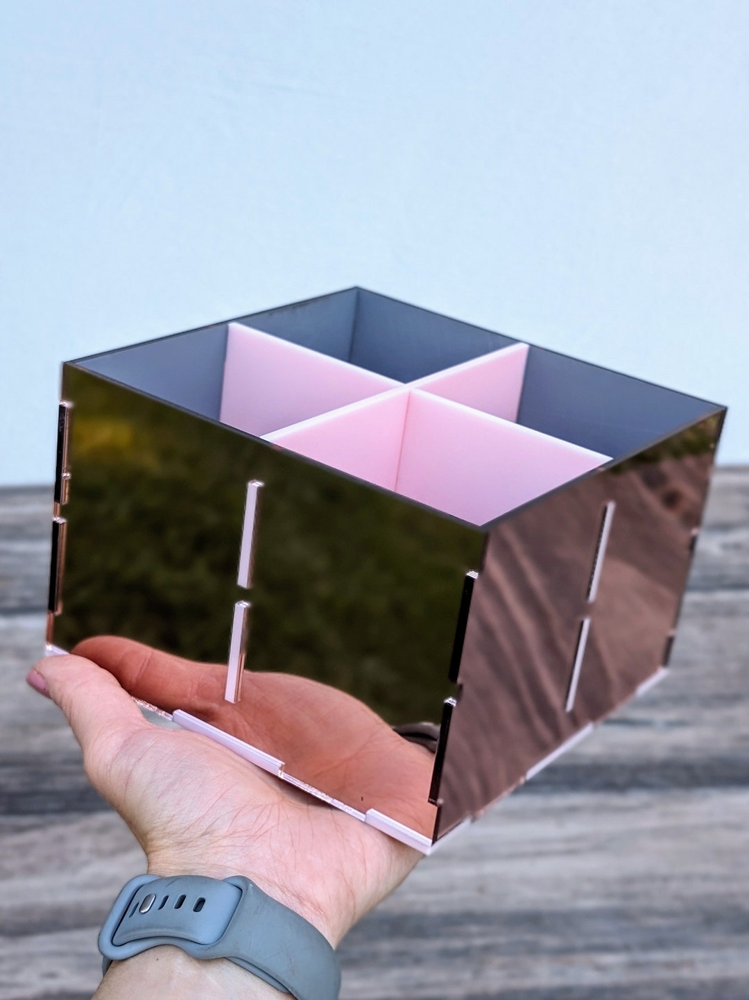 4 Compartment Acrylic Desk Organizer Trinket Shelf curio Cabinet Knick ...