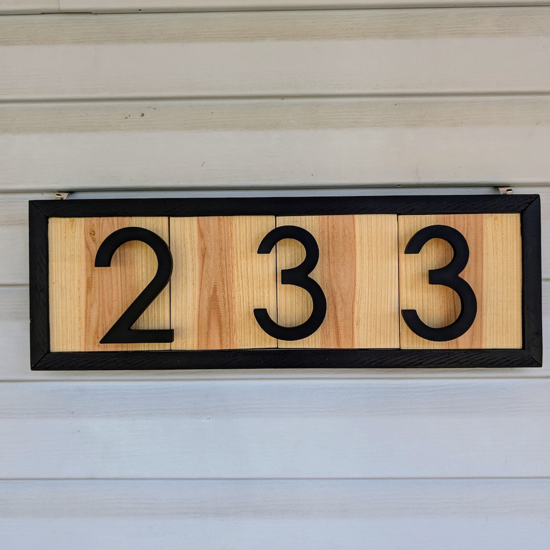 Cedar House Number Sign - Modern Street Address Sign - Etsy