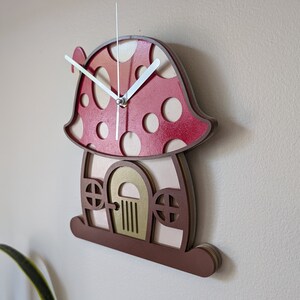 Mushroom House Clock Fairy Tale Clock Nursery Clock Cottage Core Decor ...