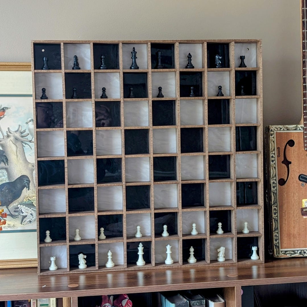 Wall Mounted Chess Board Shadowbox- Standing Chess - Trinket Shelf ...